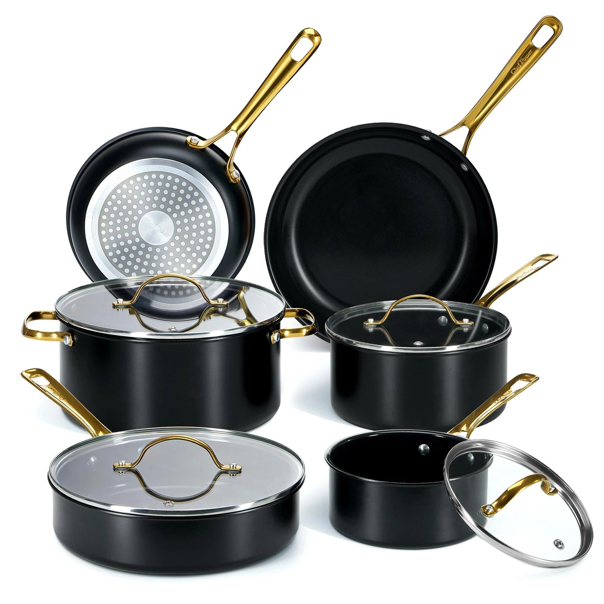 Chef Power 10 Pcs Ceramic Non Stick Cookware Sets, Pots and Pans Set w