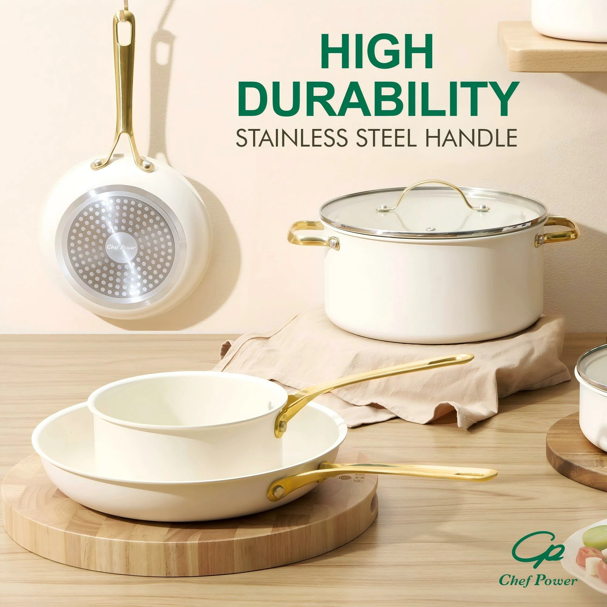 Chef Power 10 Pcs Ceramic Non Stick Cookware Sets, Pots and Pans Set w