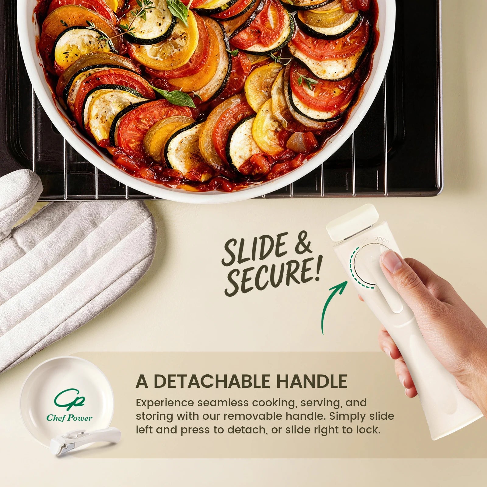 Non-Toxic Ceramic Nonstick 19-Piece Cookware Set with Detachable ...