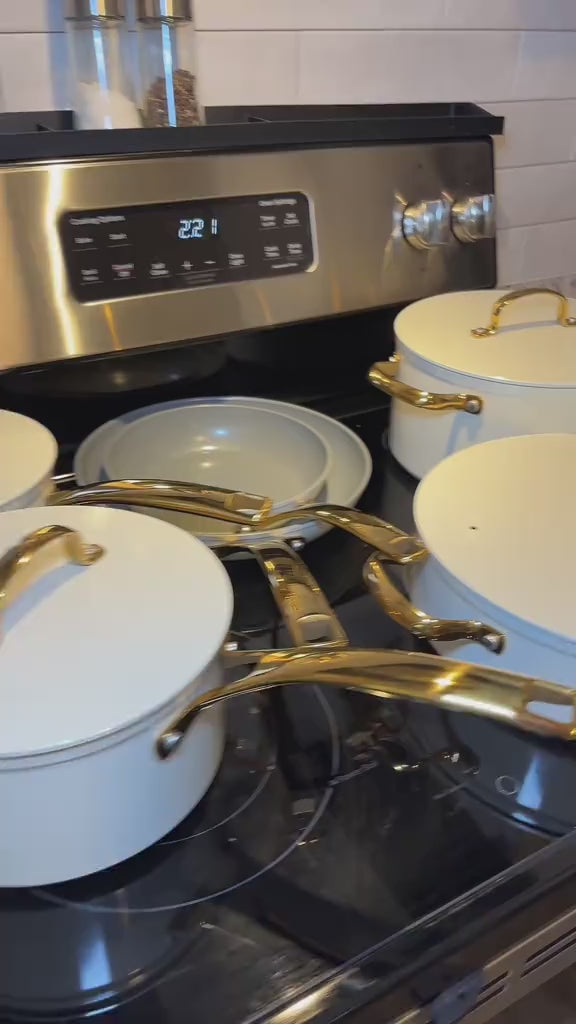 Utility Golden 10-Piece Ceramic Nonstick Cookware Set | Non-Toxic ...